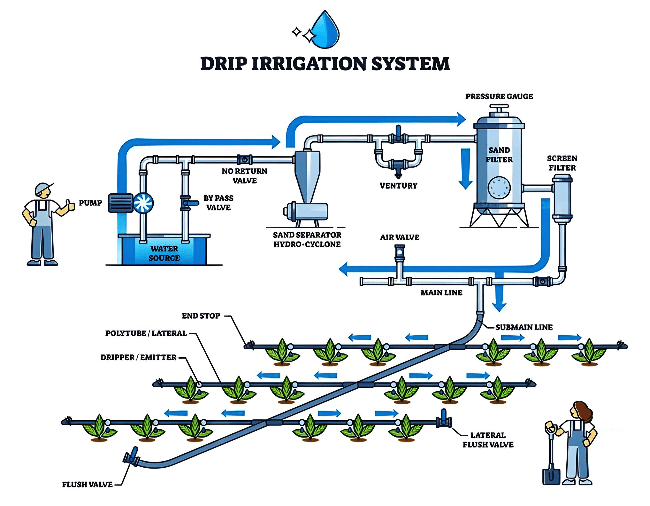 Anatomy Drip Irrigation 60 Piece Of Drip Irrigation Emitters And Parts